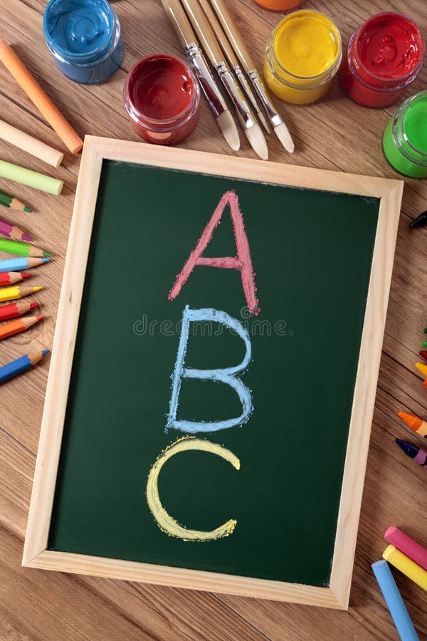 ABC Basic Reading and Writing, Blackboard, School Desk Stock Image ...
