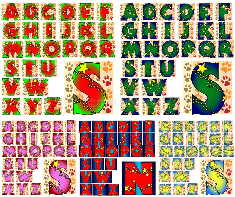 ABC Alphabet Lettering Design Brock 1 Combo Stock Illustration ...