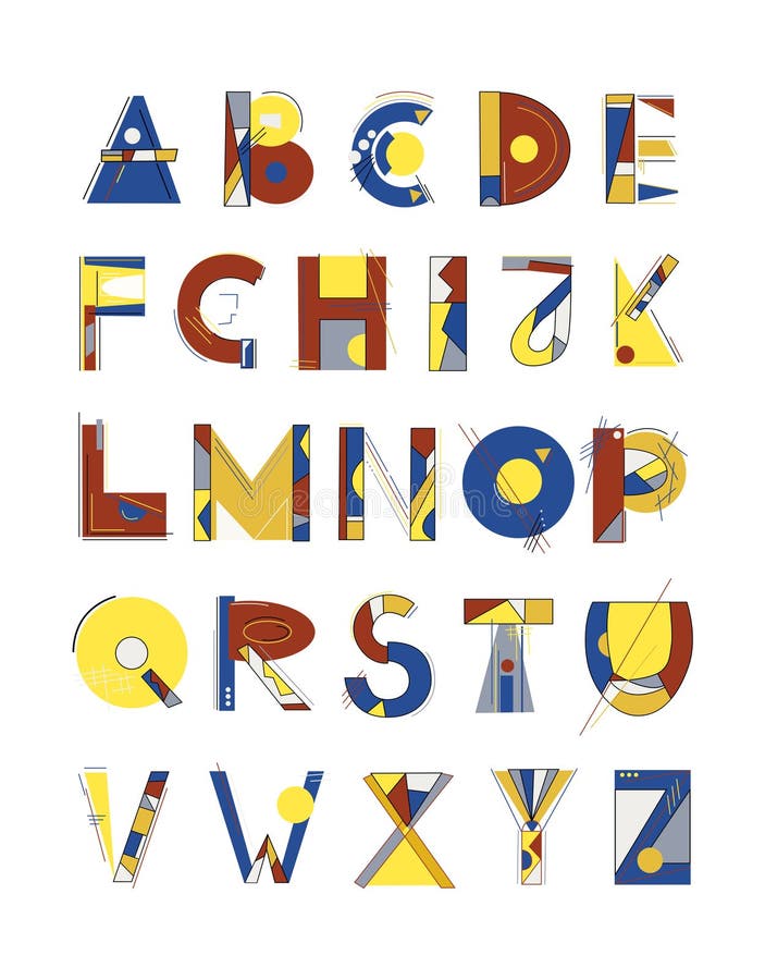 ABC Alphabet Letters in Kandinsky Style for Your Design, Vector Image ...