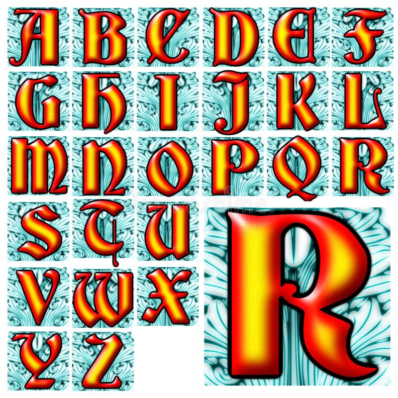 ABC Alphabet Special Design Set Stock Illustration - Illustration of ...