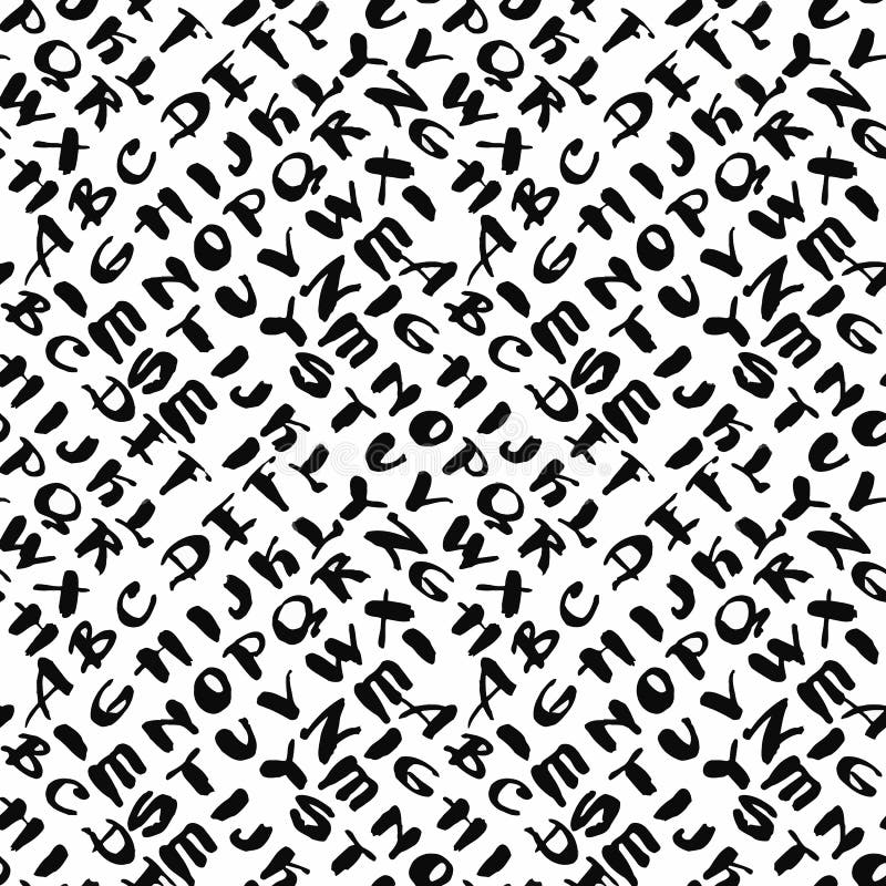 Abc Alphabet Watercolor Calligraphy Letters Seamless Pattern Vector ...
