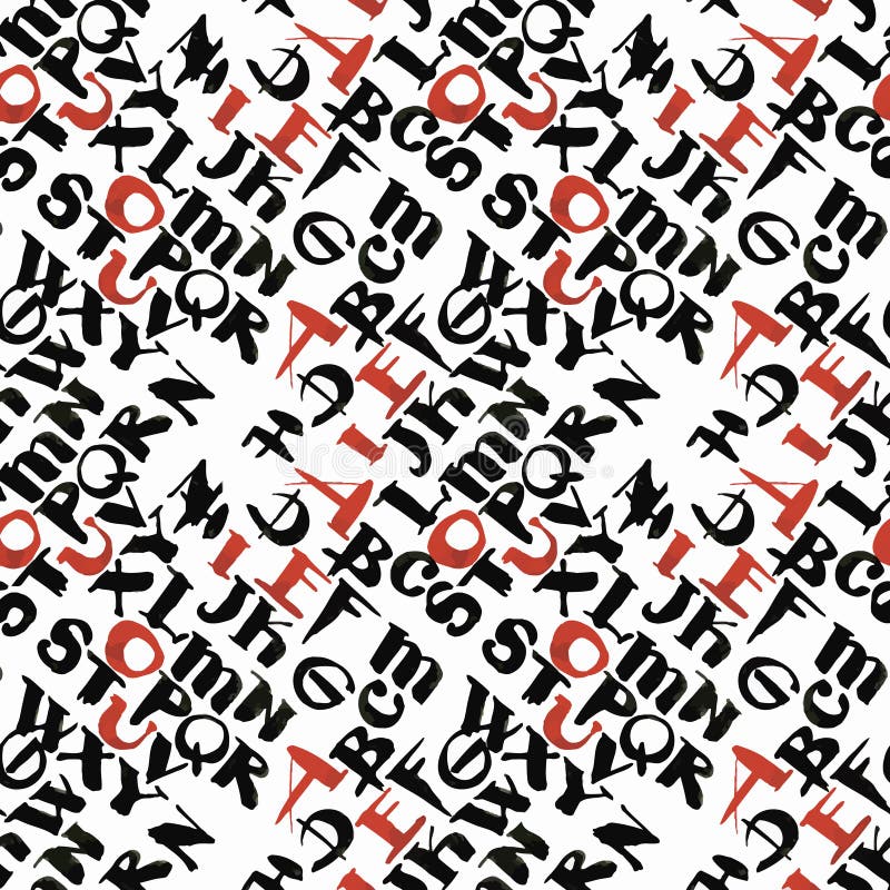 Abc Alphabet Watercolor Calligraphy Letters Seamless Pattern Vector ...