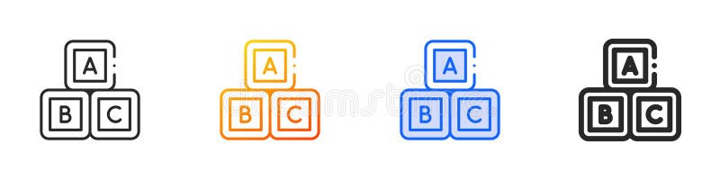 Abc Block Icon.Thin Linear, Gradient, Blue Stroke and Bold Style Design Isolated on White ...