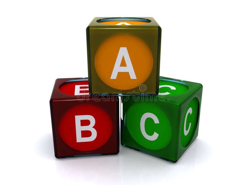 Blocks with letters a, b c stock illustration. Illustration of alphabet ...