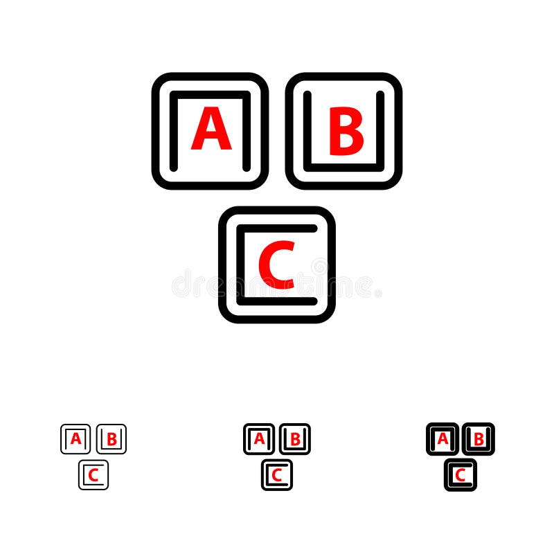Abc, Blocks, Basic, Alphabet, Knowledge Bold and Thin Black Line Icon ...