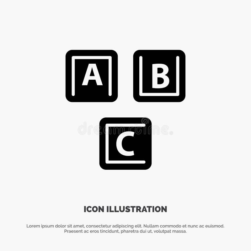Abc, Blocks, Basic, Alphabet, Knowledge Solid Black Glyph Icon Stock ...