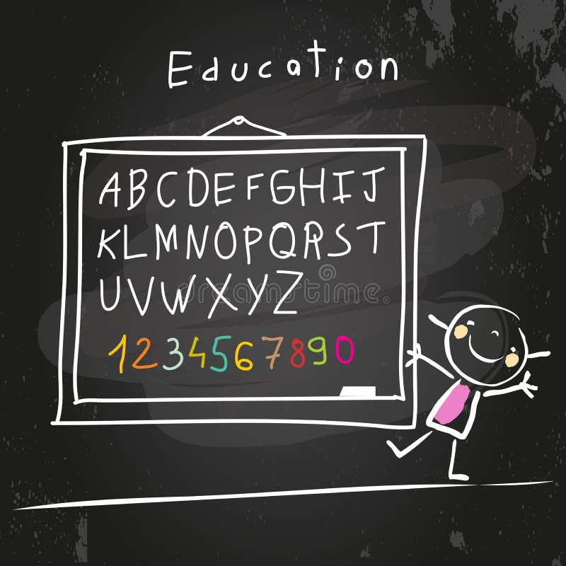 Abc chalk on blackboard stock vector. Illustration of vector - 87786889