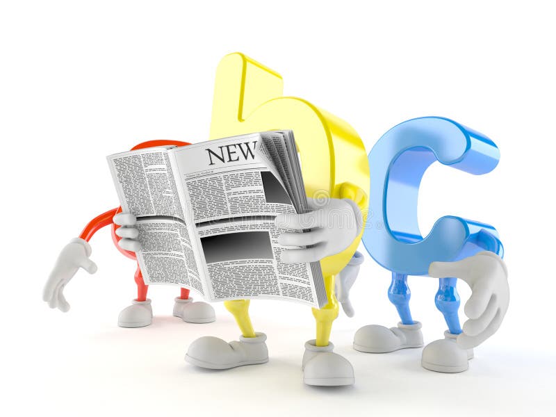 ABC Character Reading Newspaper Stock Illustration - Illustration of ...
