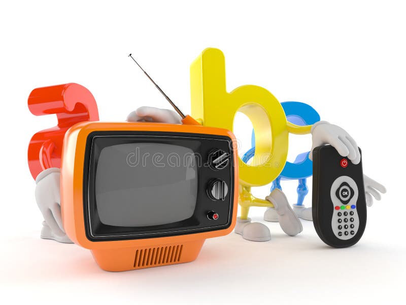 ABC Character with Tv Set and Remote Stock Illustration - Illustration ...