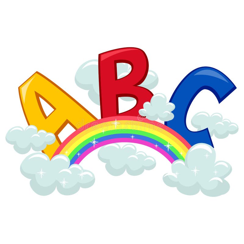 ABC on Clouds and Rainbow stock vector. Illustration of education ...