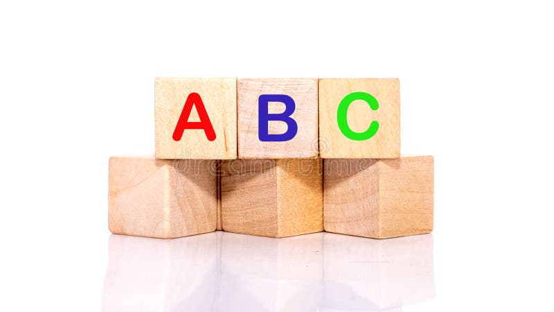 ABC Colored Letters on Wooden Blocks, Stacked Horizontally Stock Image ...