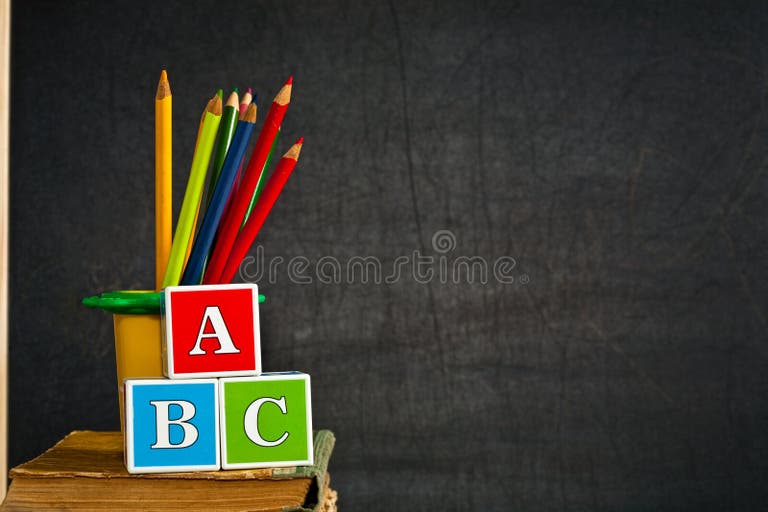ABC and colored pencil stock image. Image of classroom - 20374223