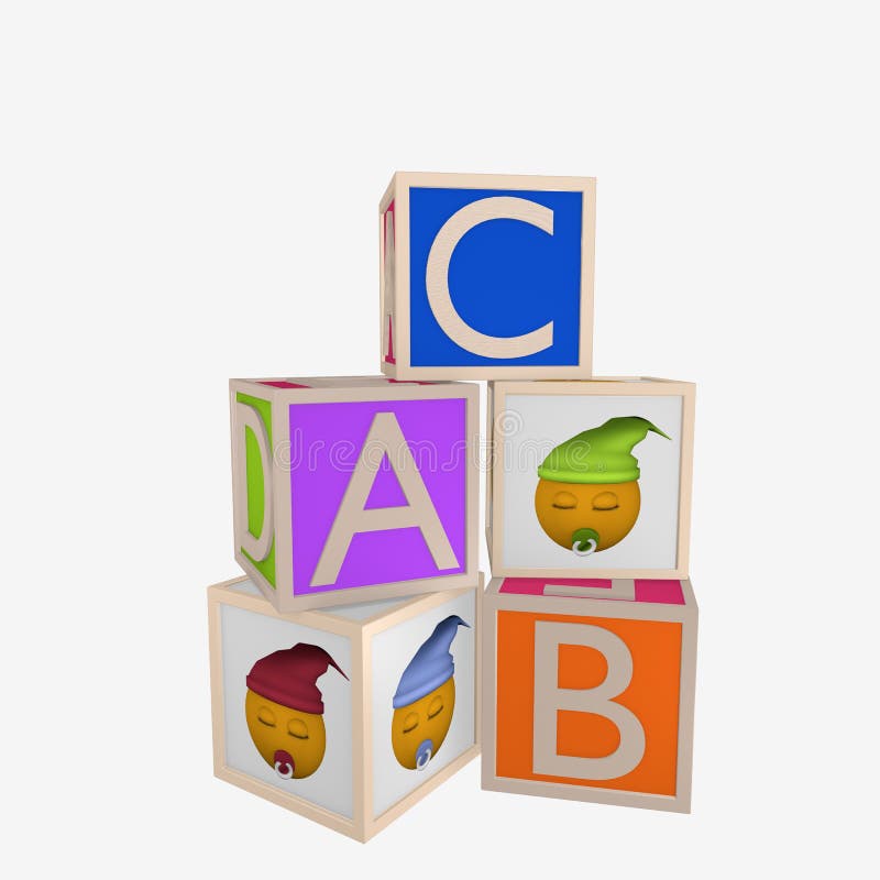 ABC Cubes and Cubes with Emoticon. Stock Illustration - Illustration of ...