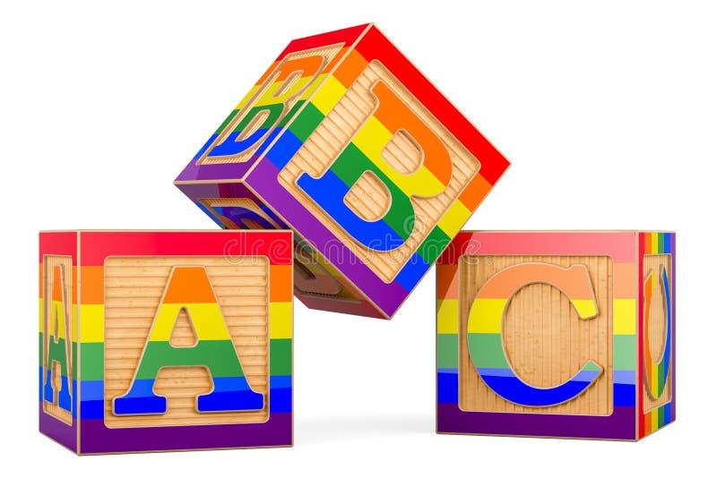ABC Cubes with Rainbow Colors. 3D Rendering Stock Illustration ...
