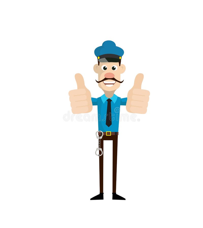 Cartoon Cop Policeman - Double Thumbs Up Stock Vector - Illustration of ...