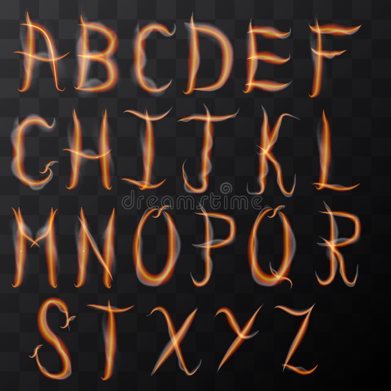 Flame Alphabet. Fire Font. Fiery Letters. Burning ABC. Stock Vector ...