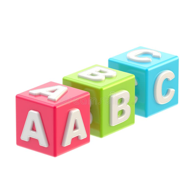 ABC Glossy Cube Illustration Isolated Stock Illustration - Illustration ...