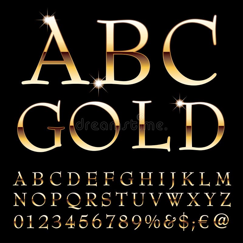 Abc gold letters stock vector. Illustration of element - 99347996