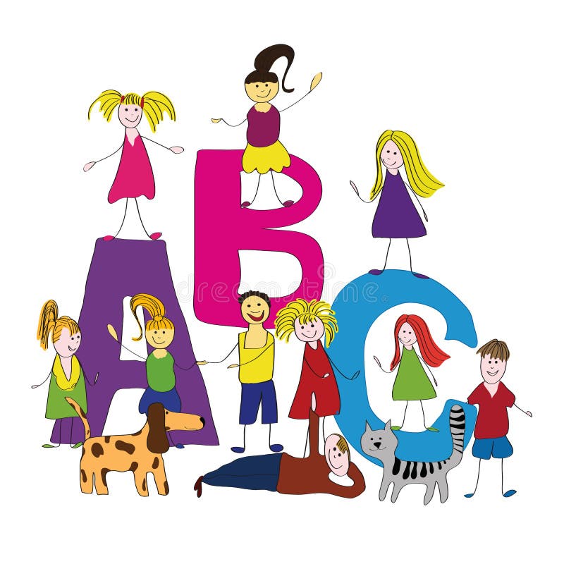 ABC, Happy Kids, Back To School Stock Vector - Illustration of ...
