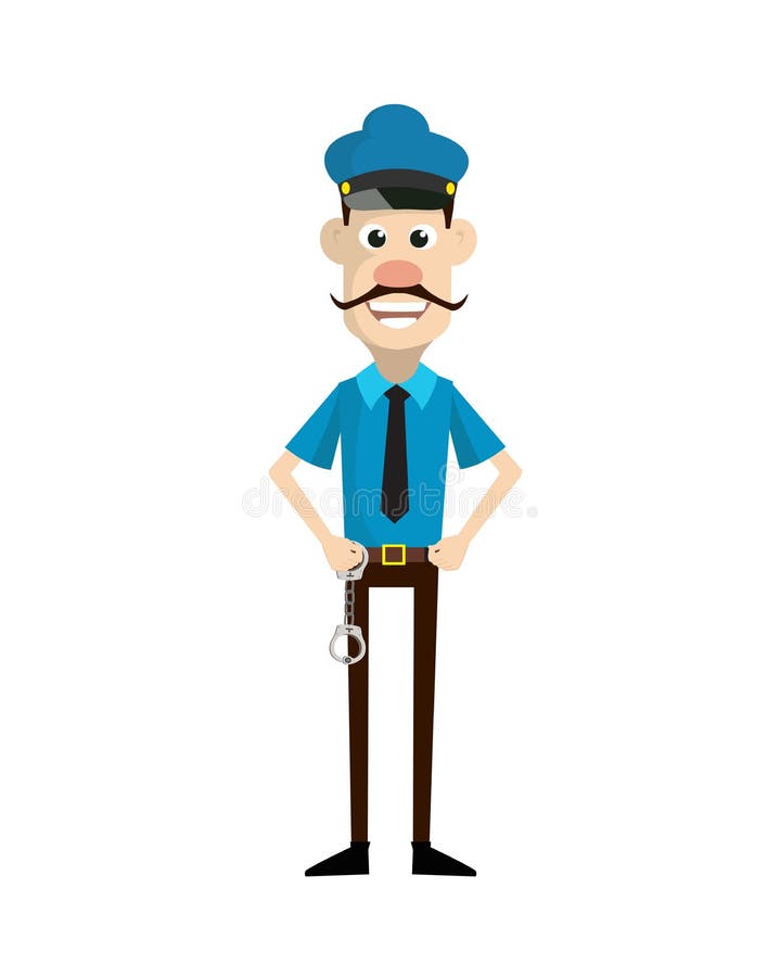 Cartoon Cop Policeman - in Happy Mood Stock Vector - Illustration of ...