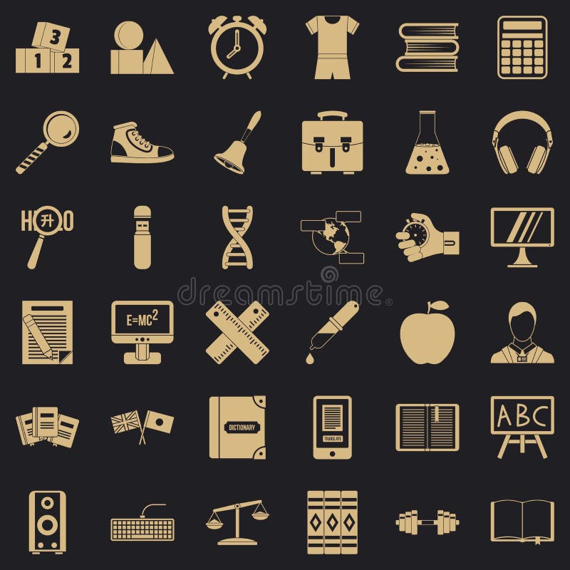 Abc Icons Set, Simple Style Stock Vector - Illustration of desk ...