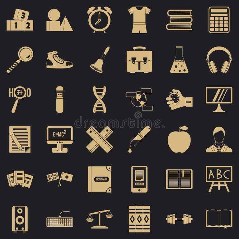 Abc Icons Set, Simple Style Stock Vector - Illustration of desk ...