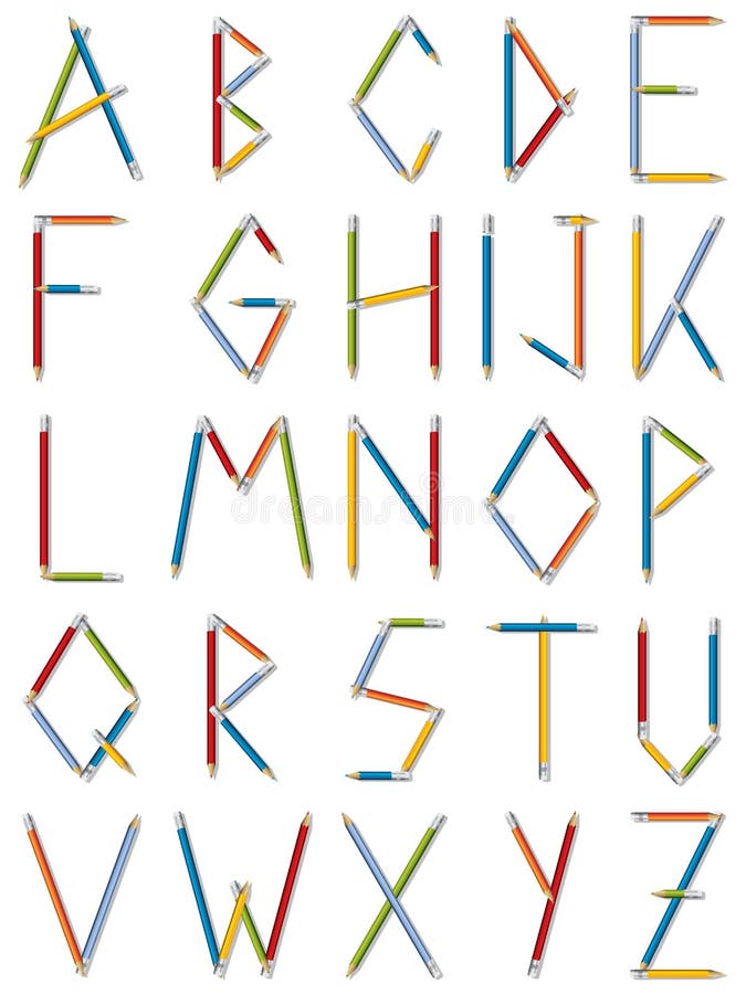 Abc made out of pencils stock vector. Illustration of green - 26072196