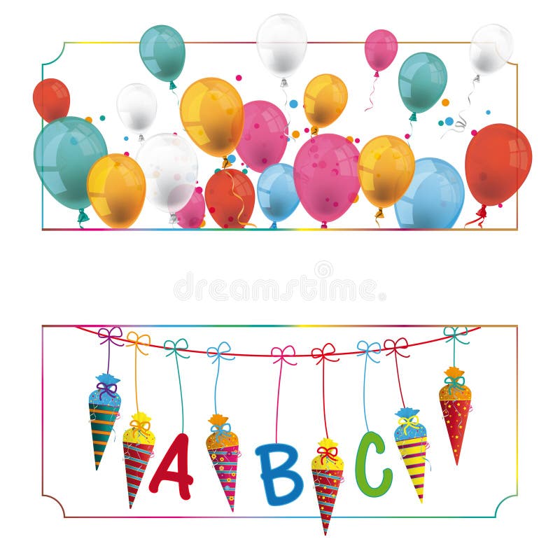 ABC New Candy Cones Banner Balloons Stock Vector - Illustration of ...