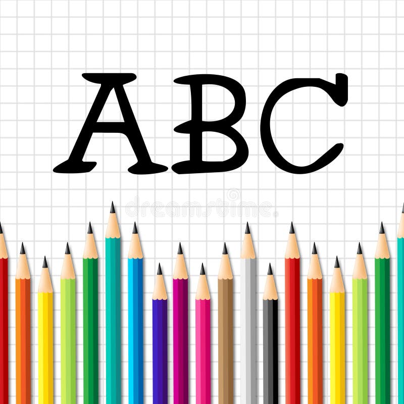 Abc Pencils Means Early Education and Alphabetical Stock Illustration ...