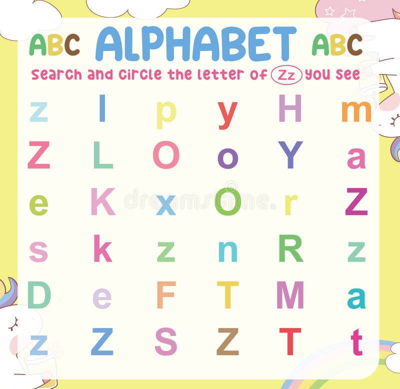 Search and Circle the Uppercase and Lowercase of Every Z Letter on the ...