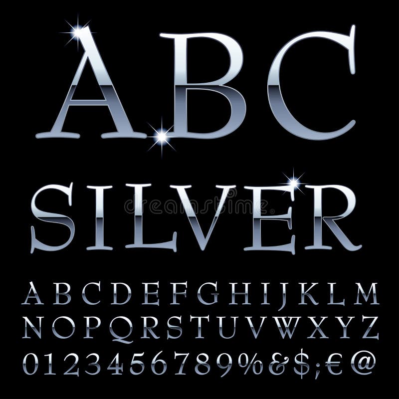 Abc silver letters stock vector. Illustration of metal - 99352167