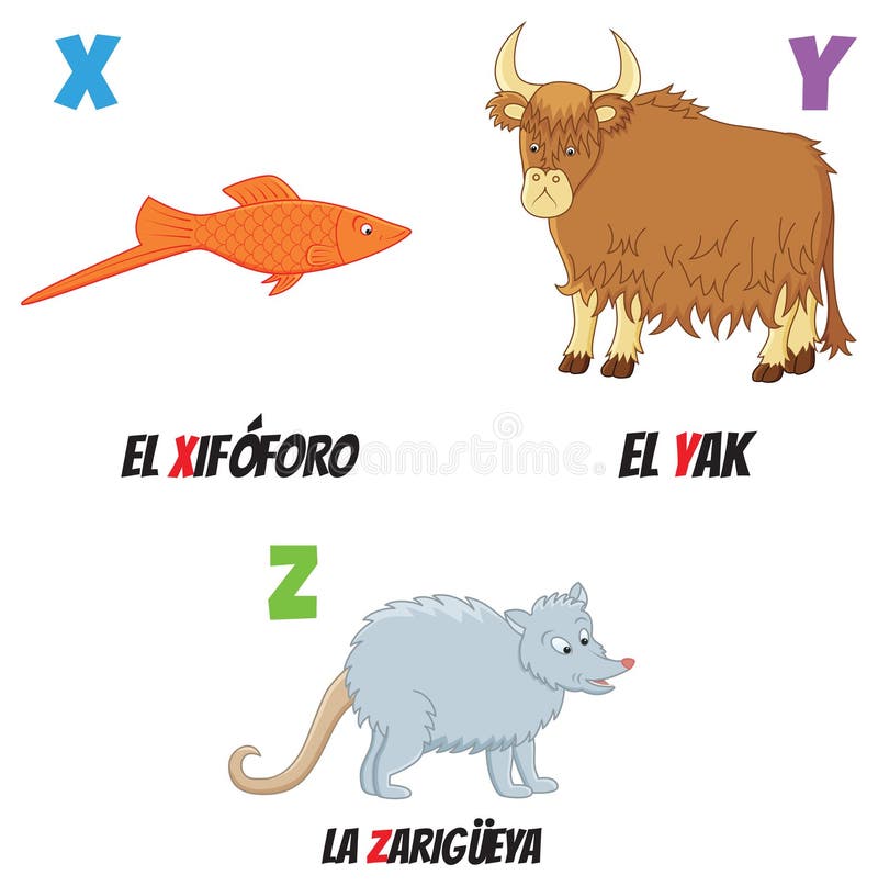 Cartoon Spanish Alphabet Animals Stock Illustrations – 62 Cartoon ...