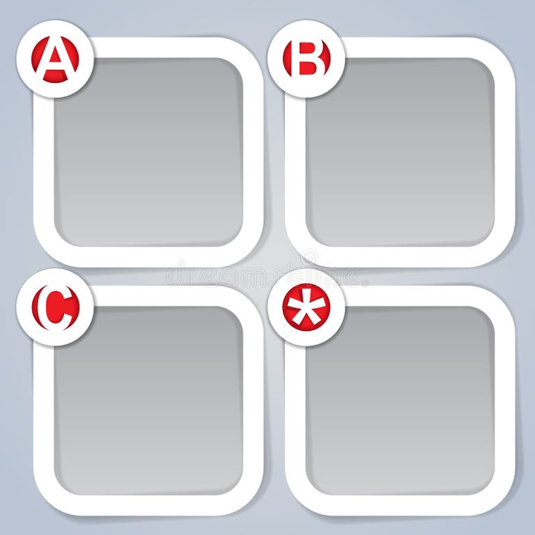 ABC, Square Progress Labels in White Stock Illustration - Illustration ...