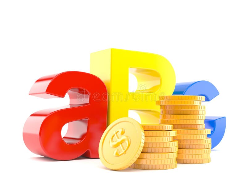 ABC Text with Stack of Coins Stock Illustration - Illustration of cash ...