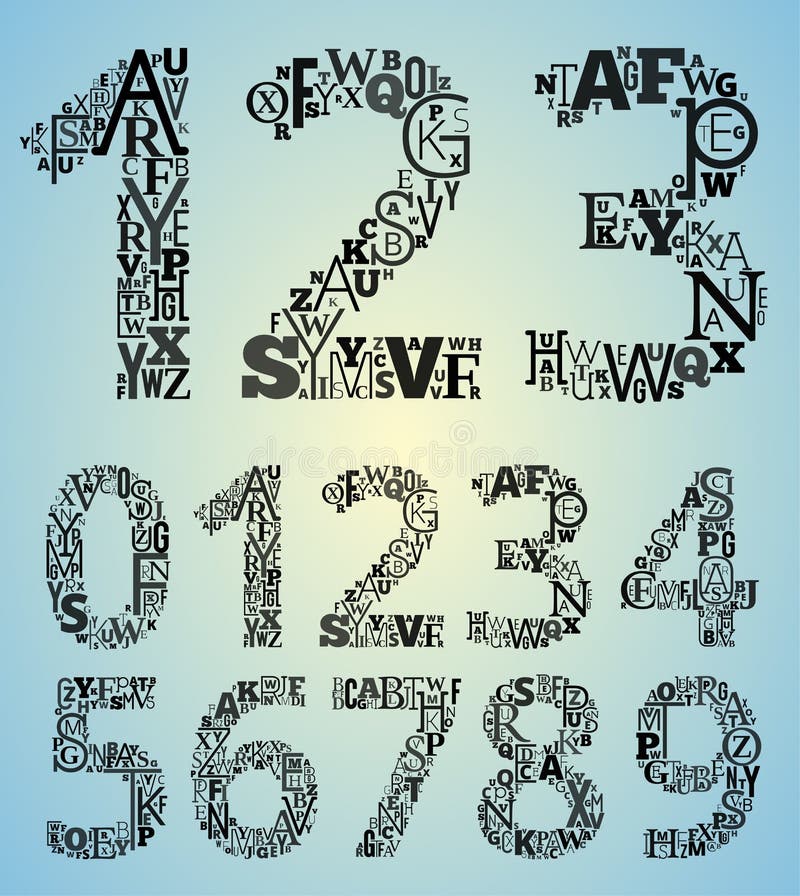 Numbers Different Fonts Stock Illustrations – 63 Numbers Different ...