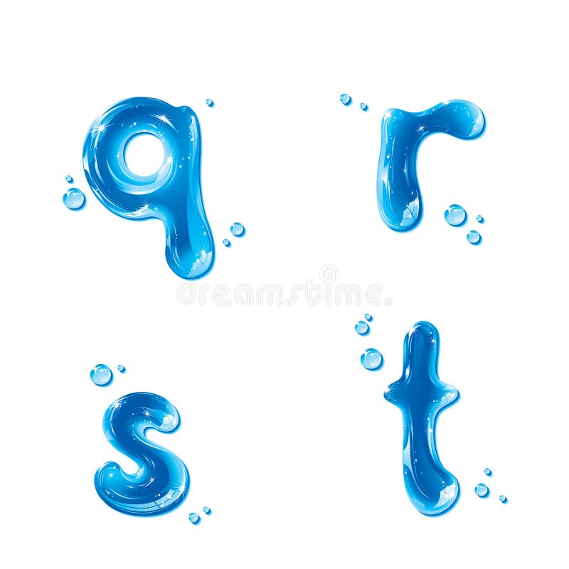 ABC - Water Liquid Set - Small Letter Q R S T Stock Vector ...