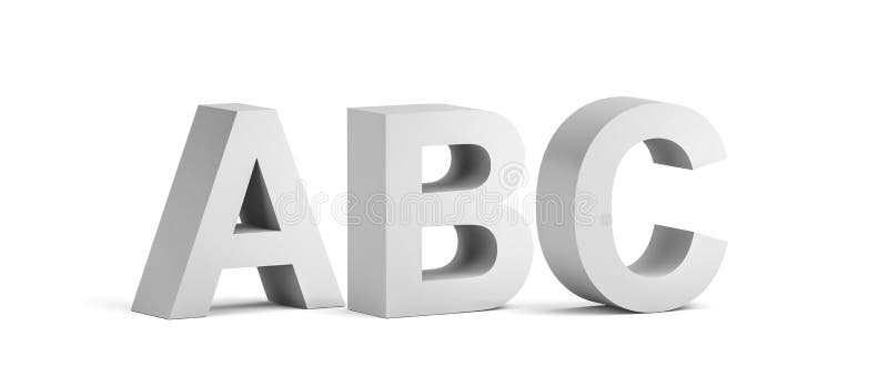 ABC, White Bold Letters Isolated on White Background Stock Illustration ...