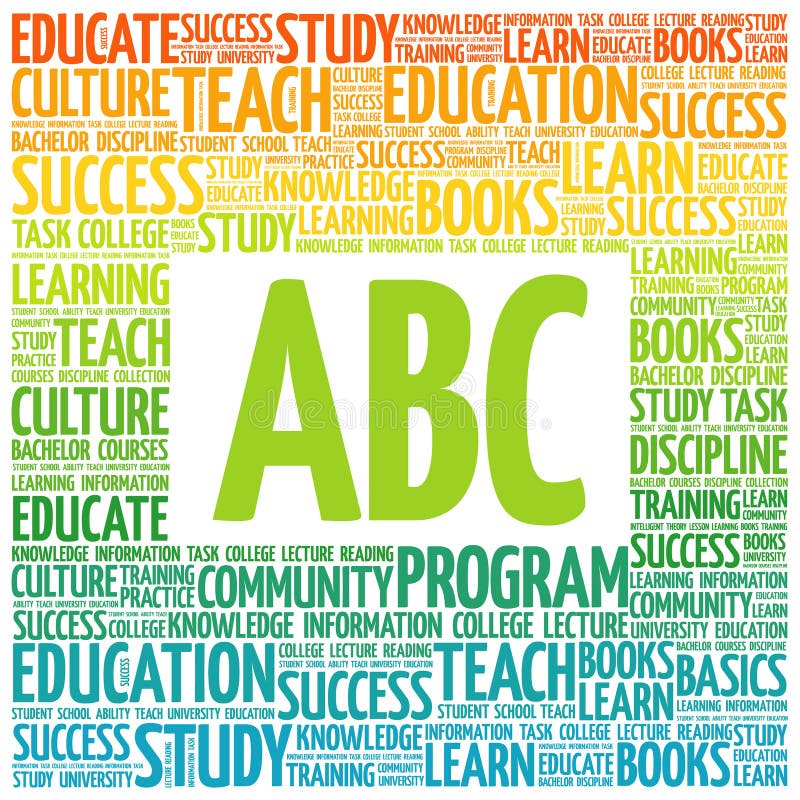 ABC word cloud stock illustration. Illustration of education - 206453252