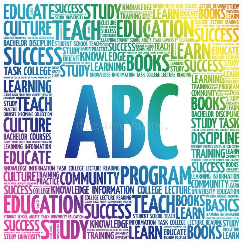 ABC word cloud collage stock illustration. Illustration of cartoon ...