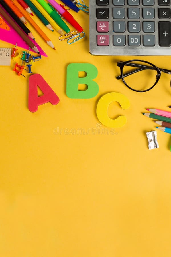ABC Word School Stationery Colored Supply Flat Lay Stock Photo - Image ...
