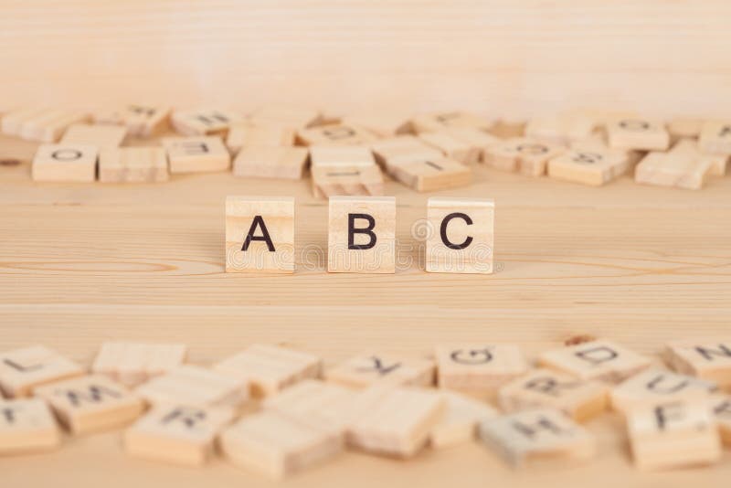 ABC word written on wood stock photo. Image of symbol - 78357892