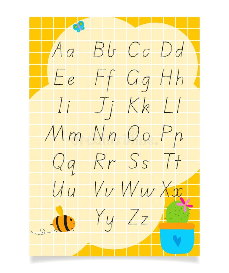 Abc Worksheet with Alphabet Letters Tracing for Kids. Stock Vector ...