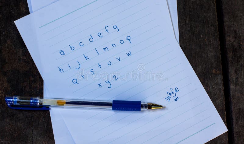Abc Wrote a Paper on the Wooden Floor Stock Image - Image of post ...