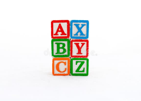 ABC and XYZ Blocks Stacked and Isolated on White Background Stock Photo ...