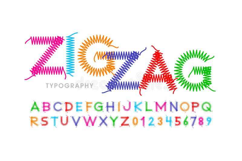 Creative Zip Font. Alphabet Letters Numbers. Concept Fashion Sewing ...