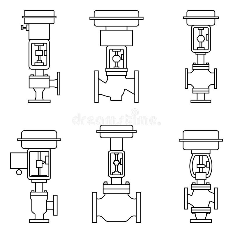 Regulating Valve. Pneumatic Control Valve. Flat Icons Stock Vector ...