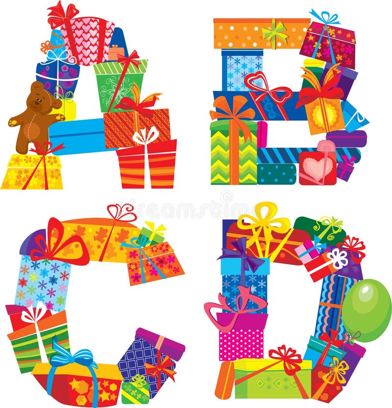 ABCD - Alphabet - Letters are Made of Gift Boxes Stock Vector ...