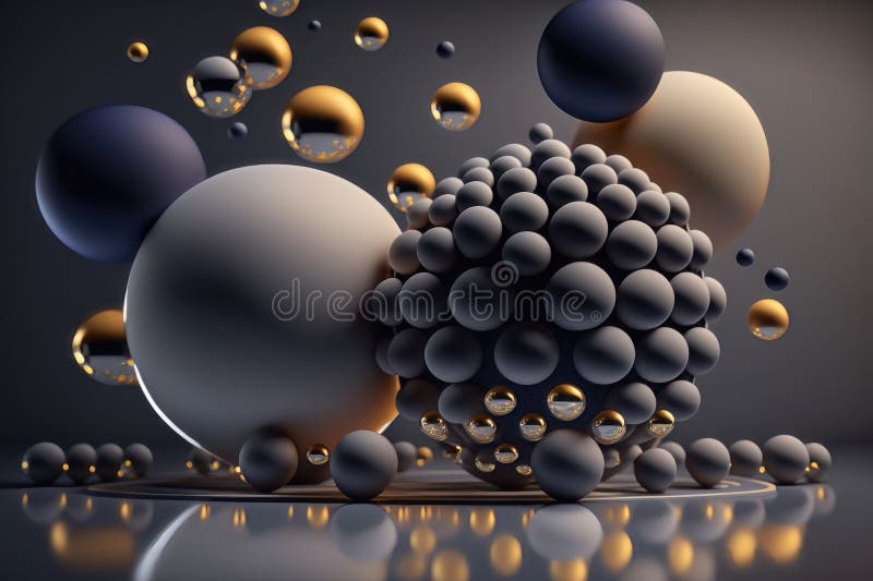 Abctract Matte Spheres on Dark Background. AI Generation Stock ...