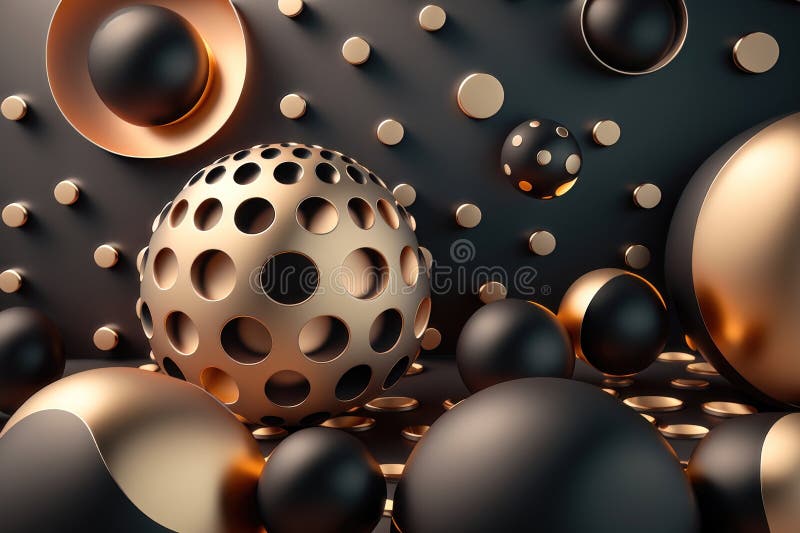 Abctract Matte Spheres on Dark Background. AI Generation Stock ...