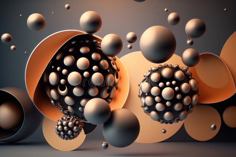 Abctract Matte Spheres on Dark Background. AI Generation Stock ...